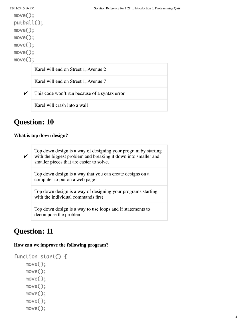 Introduction to Programming Quiz - Edubirdie