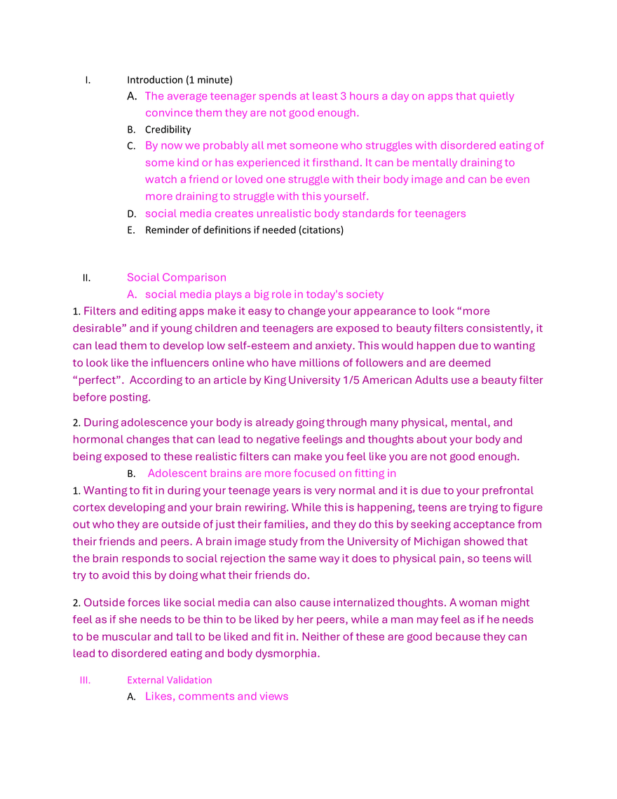 Social Comparison Final Draft | University of North Carolina Greensboro ...