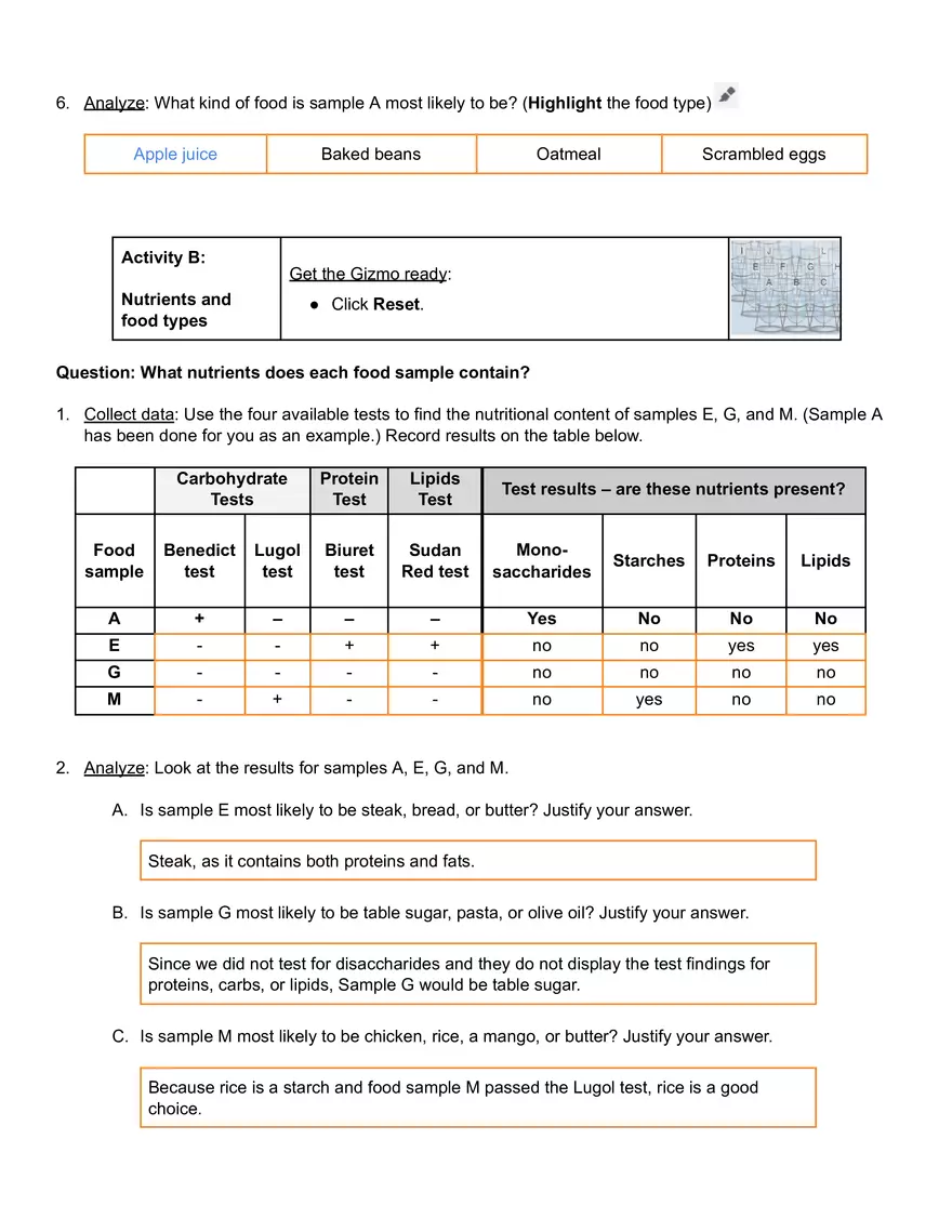 Identifying Nutrients Gizmo Answer Key Edubirdie Identifying Nutrients Gizmo Answer Key Edubirdie